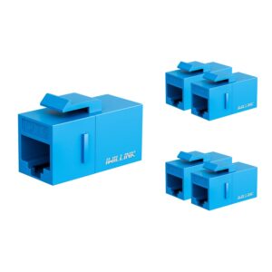 iwillink rj45 cat6 keystone coupler 5-pack, female to female cat6 keystone jack, utp keystone coupler insert, blue