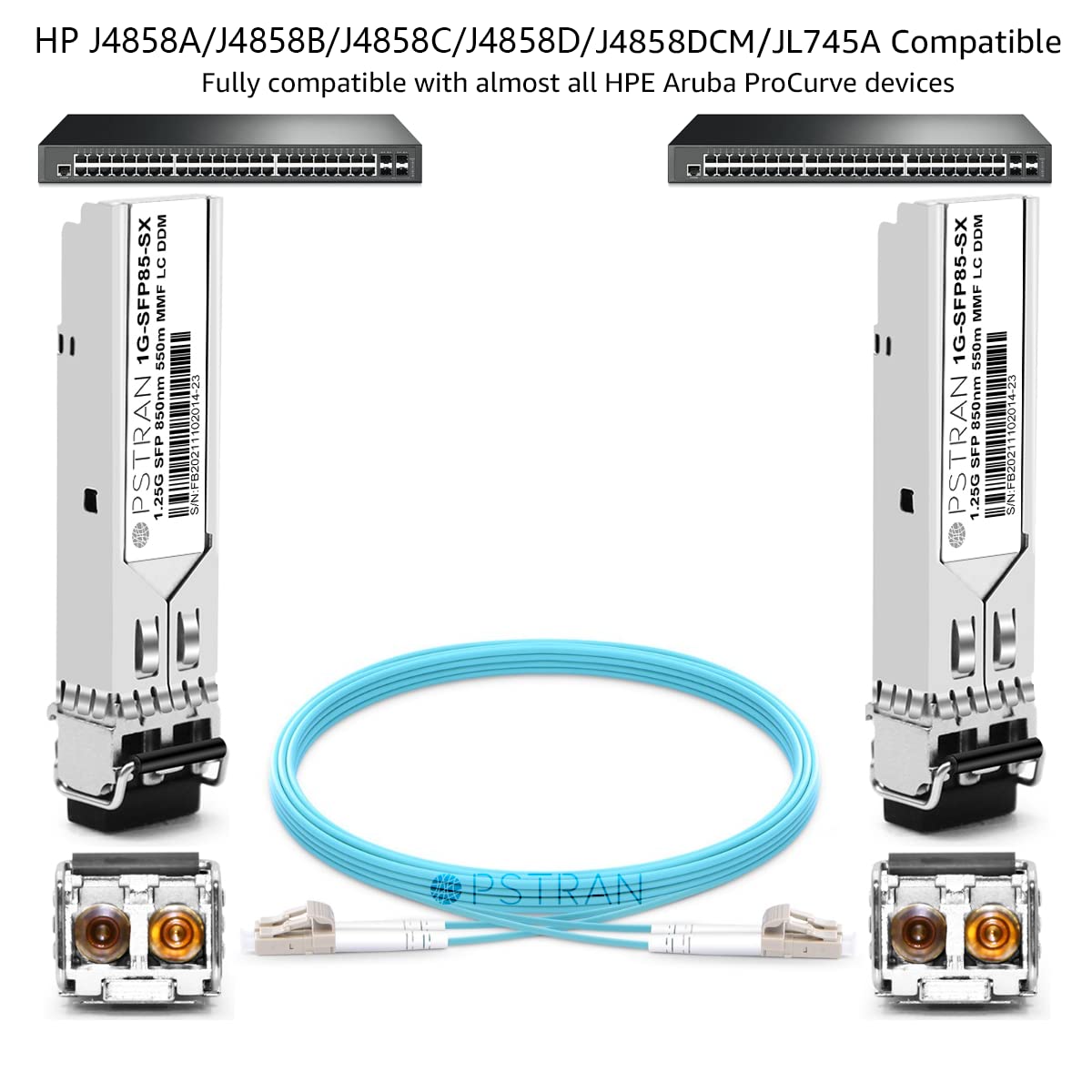 OPSTRAN 1000BASE-SX SFP Optical Transceiver Module Compatible with HPE Aruba J4858D J4858DCM JL745A Q8N53A ProCurve J4858C J4858B J4858A 850nm 550m DDM Duplex LC MMF 10pcs/Pack