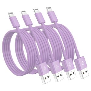 4 pack [apple mfi certified] apple charging cables 6ft, iphone chargers, lightning fast iphone charging cord for iphone 12/11/11pro/11max/ x/xs/xr/xs max/8/7, ipad(white) (4pack(6ft), purple, 4)