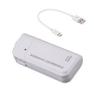 success4sport portable aa battery travel charger works for bose earbuds 500 true and emergency re-charger with led light! (takes 2 aa batteries,usb-c) [white]