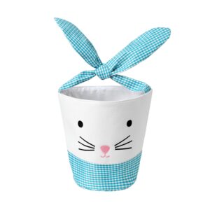 easter basket with bunny ears, easter bunny basket easter bucket egg hunt basket for girls, boys, candy egg toy easter basket tote bag (blue)