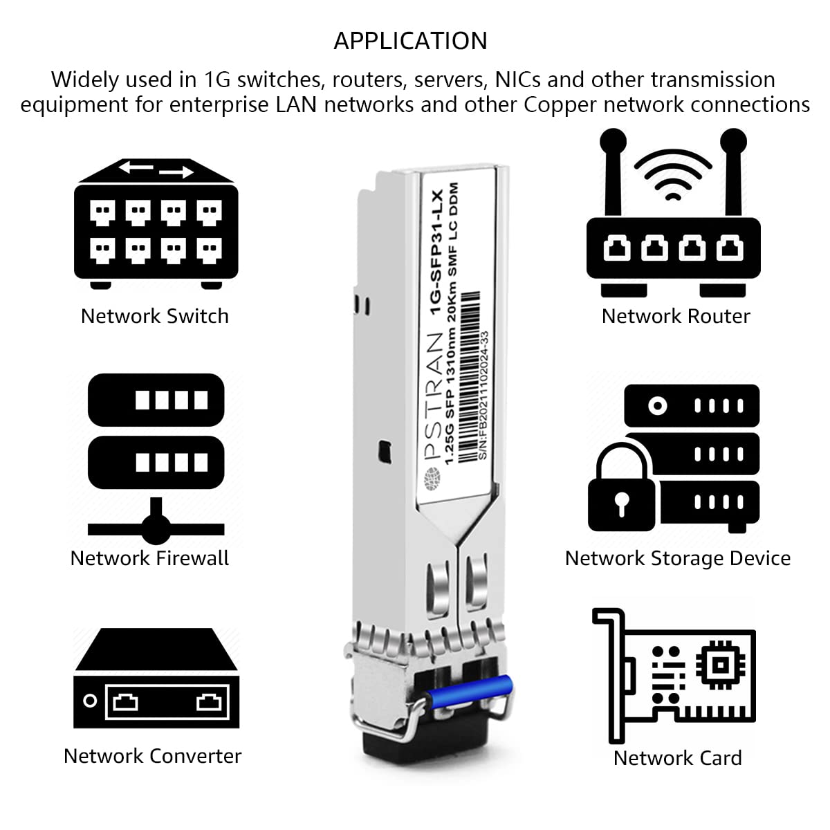 OPSTRAN 1000BASE-SX SFP Optical Transceiver Module Compatible with Netgear AGM731F 850nm 550m DDM Duplex LC MMF