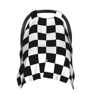 baby car seat cover black and white checkered winter carseat canopies cover soft breathable infant carseat canopy for infant boys girls#