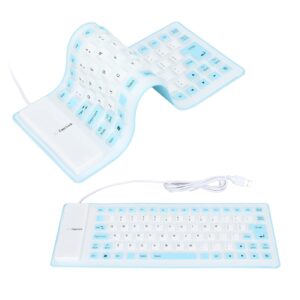 Silicone Keyboard, Foldable Flexible Keyboard USB Wired Gaming Keyboard, 85 Keys, Fully Sealed Design, Roll-up Silent Soft Keyboard, Waterproof, Dustproof for PC Notebook Laptop(Blue)