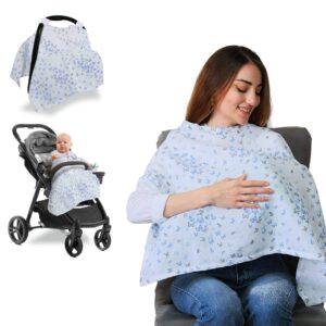 go mommy muslin nursing cover for baby breastfeeding, breathable 100% cotton breastfeeding cover for mother nursing apron, multi-use carseat canopy