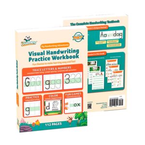 channie's alphabet tracing & writing pad, practice visual handwriting & storytelling workbooks, 80 pages front & back, 40 sheets, grades prek – 1st, size 8.5” x 11” summer school, summer bridge