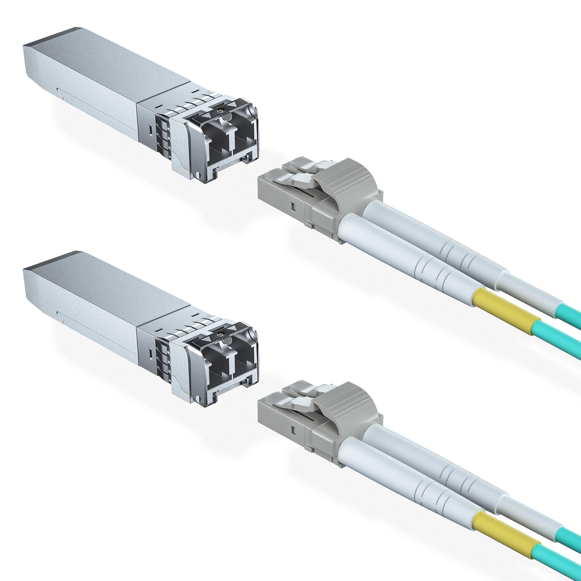 2 Pack 10Gb Multimode Module with 5m OM3 LC to LC Fiber Cable, 10GBase-SR SFP+ LC Transceiver Compatible for Cisco SFP-10G-SR, Meraki, Ubiquiti UF-MM-10G, Mikrotik, Netgear,D-Link,TP-Link and More