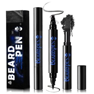 newbang beard pencil kit - waterproof and long-lasting 4 tip pen for natural looking beard, moustache & eyebrows (black, 2pcs)