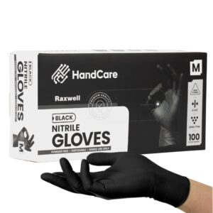 exam grade 4 mil nitrile gloves - 1000 count, black disposable gloves latex free, black rubber gloves, mechanic gloves, medical gloves