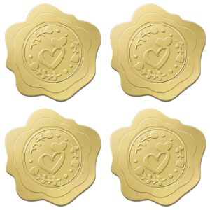 koogel 500 pieces gold wax seal stickers labels embossed self-adhesive heart envelope seal looking stickers for wedding invitation christmas greeting card