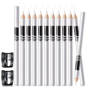 newbang 12pcs barber pencil hairline pencils beard guide beard outliner pencils with built-in sharpener,hairline outliner pencils and beard shaping pencils for men and women(white)