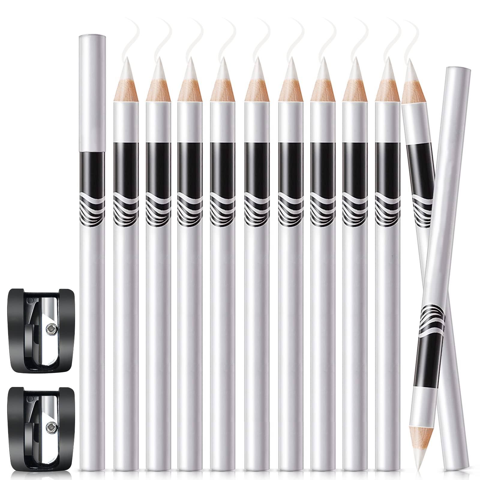 NewBang 12PCS Barber Pencil Hairline Pencils Beard Guide Beard Outliner Pencils with Built-in Sharpener,Hairline Outliner Pencils and Beard Shaping Pencils for Men and Women(White)