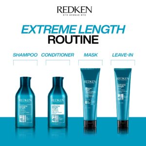 Redken Extreme Length Treatment Mask | Rinse-Out Hair Mask with Biotin & Castor Oil | For Hair Growth | 8.5 Fl Oz