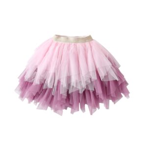 dxton kids baby girls tutu toddler rainbow flower tulle skirt sk215 3t