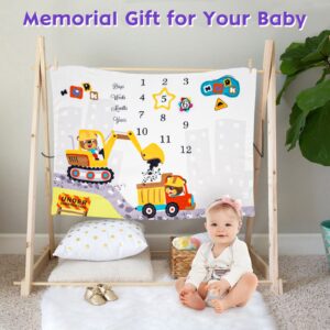 Baby Monthly Milestone Blanket 58.5''x 40'' Baby Blanket with Month Marker Frame Newborn First Year Growth Mat Great Photo Background Gift for Baby