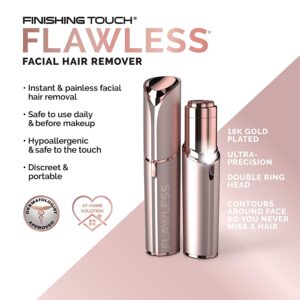 Finishing Touch Flawless Women's Painless Hair Remover, White/Rose Gold with Finishing Touch Flawless Brows Eyebrow Pencil Hair Remover and Trimmer, Purple