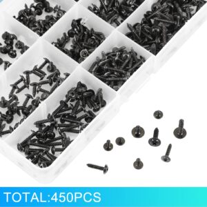 MEIYYJ 450pcs Phillips Truss Head Self Tapping Screws,M2.3 M2.6 M3 Pan Head with Washer Screw,Carbon Steel Self Drilling Screws.