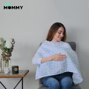 Go Mommy Muslin Nursing Cover for Baby Breastfeeding, Breathable 100% Cotton Breastfeeding Cover for Mother Nursing Apron, Multi-use Carseat Canopy