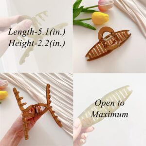 Big Hair Claw Clips - Butterfly Hair Accessories for Women and Girls with Long, Thick Hair - Large 5.1 Jelly Clips, 4 Pcs, Mother's Day Gifts