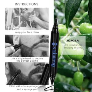 NewBang Beard Pencil Kit - Waterproof and Long-Lasting 4 Tip Pen for Natural Looking Beard, Moustache & Eyebrows (Black, 2PCS)