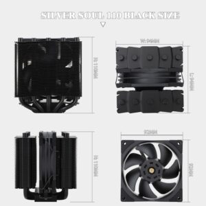 Thermalright Silver Soul 110 Black CPU Cooler Dual Towers, 5 Heat Pipes, 110MM Hight, TL-B9B PWM Fan, Aluminium Heatsink Cover, AGHP Technology, for AMD AM4 AM5/Intel 1700/1150/1151/1200/2011