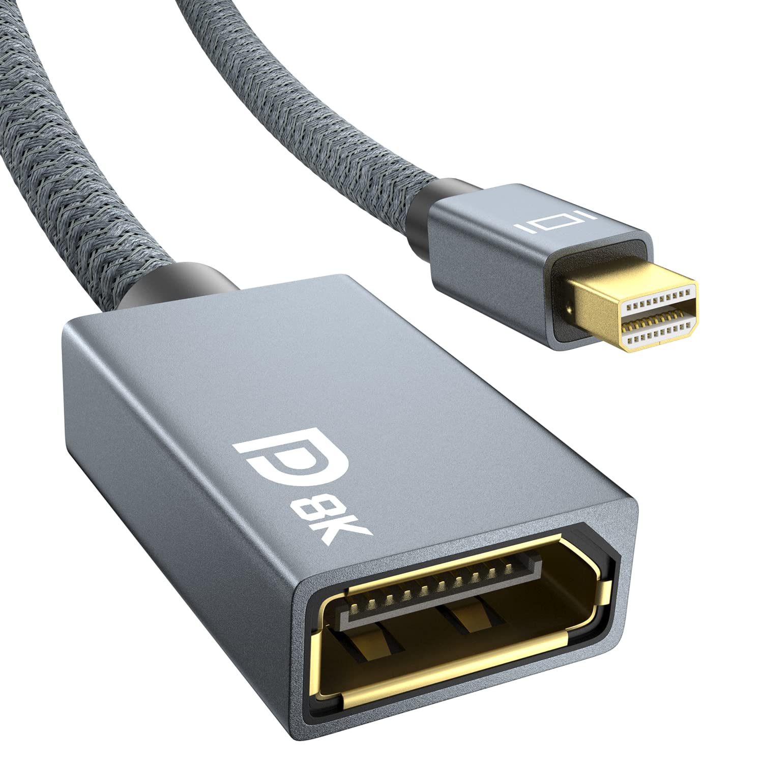 8K Mini DisplayPort to DisplayPort Adapter, Mini DP Male to DP 1.4 Female Converter, Support 8K@60Hz, 4K@144Hz, 2K@240Hz, HDR, FreeSync, G-SYNC for Thunderbolt 2, PC, Surface Pro, Monitor, Graphics