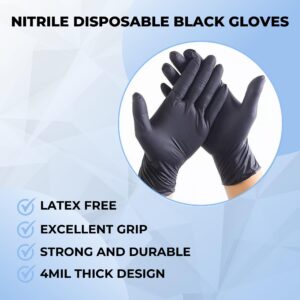 Exam Grade 4 Mil Nitrile Gloves - 1000 Count, Black Disposable Gloves Latex Free, Black Rubber Gloves, Mechanic Gloves, Medical Gloves