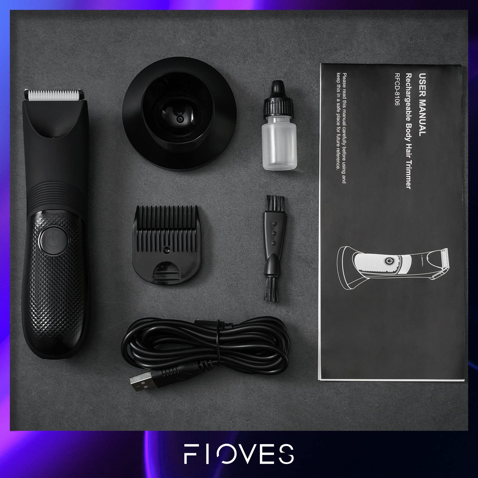 FLOVES Back Shaver for Men - 3 Magnetic Cartridges, 3-Layer Blades Razor with Swiveling Shaving Head, Mens Body Hair Trimmer Wet or Dry Shave (Black Golden)