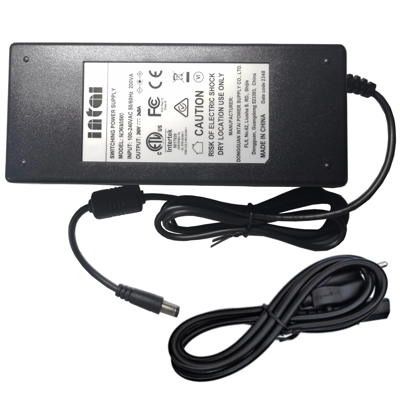 Genuine Intai 36V 3.5A AC/DC Adapter Compatible with NordicTrack Commercial S22i Elliptical Studio Cycle NTEX02117 NTEX02117NB NTEX02121 NTEX02422 22" Fitness Bike IN3603500 418190 Power Supply Cord