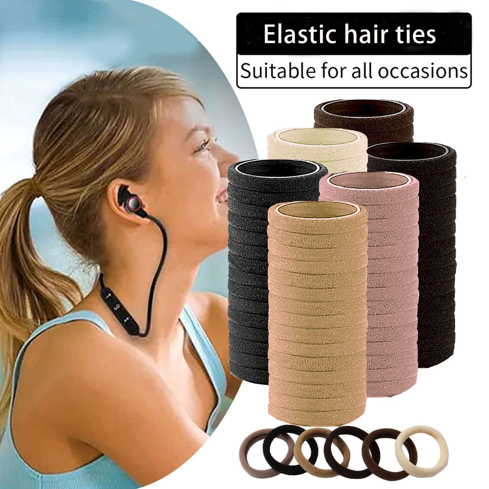 100pcs Hair Ties for Women No Damage Ponytail Holders Hair Ties for Thick Hair Elastic Thick Hair Ties Women Girls Seamless Thick