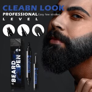 NewBang Beard Pencil Kit - Waterproof and Long-Lasting 4 Tip Pen for Natural Looking Beard, Moustache & Eyebrows (Black, 2PCS)