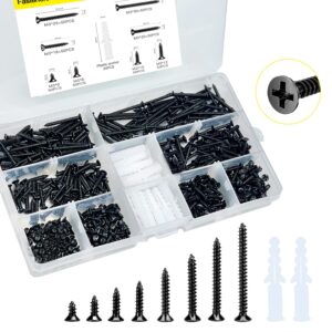 lernou m3 assortment kit, philips flat wood screws set, short cabinet screws,small screws fasteners, 400pcs screws and 20pcs screw anchors