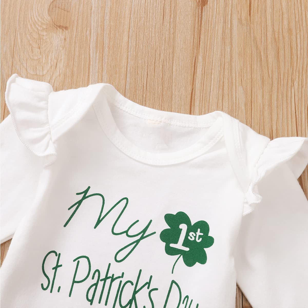 Detigee Baby Girl St. Patricks Day Outfit Nreborn Saint Patrick's Day Flare Pants Outfit (Green-Flare, 0-3 Months)