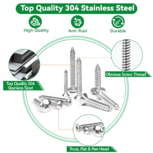 429pcs 304 Stainless Steel Wood Screw Assortment Kit, 4#6#8#10 Truss, Flat & Pan Head Phillips Drive Sheet Metal Screws Kit, 24 Sizes Drywall Screws & Cabinet Screws & Self Tapping Screws Set