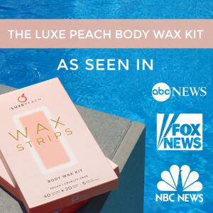 The Luxe Peach Hair Removal Wax Strips, 40 count - Vegan Wax Strips for Body & Face with Coconut & Rosehip Oils - Bikini Wax Strips - Long Lasting Results for Men, Women, and Teens