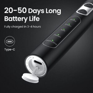 YUNCHI Y2 Charcoal Sonic Electric Toothbrush - Whitening, 5 Modes, Smart Timer, 8 Brush Heads, Rechargeable, For Adults and Kids