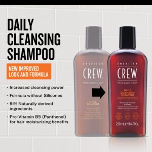 American Crew Shampoo for Men, Daily Cleanser, Naturally Derived, Vegan Formula, Citrus Mint Fragrance, 3.3 Fl Oz