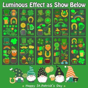 Leesgel St Patricks Day Tattoos Stickers, Luminous Shamrock Tattoos, St. Paddy’s Party Parade Favors Supplies Decorations (10 Sheets)