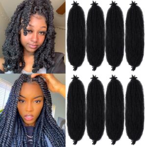 springy afro twist hair 8 packs marley twist braiding hair pre separated spring twist hair for faux locs crochet hair kinky twist for braiding synthetic hair extensions (1b#, 24inch(pack of 8))