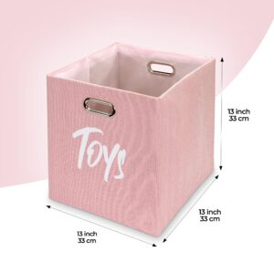 Damostarz Storage Basket Cube Girls Bins Toy Collapsible Baskets for Nursery Cubes Set of 4 Shelf Bin Kids Bedroom Living Room Dresser Box Toys Organizer Foldable Large Fabric Boxes 13x13x13