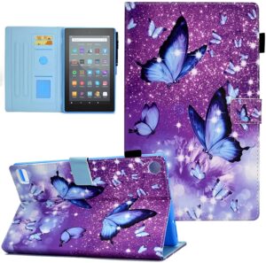 byceke fire 7 tablet case (9th/7th/5th generation, 2019/2017/2015 release), pu leather stand cover case with auto wake/sleep, not fit all-new fire 7 tablet 12th gen 2022 release, butterfly