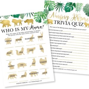 25 Safari Word Scramble For Baby Shower, 25 True Or False Game, 25 Baby Animal Matching, 25 Nursery Rhyme Game - 4 Double Sided Cards Baby Shower Ideas, Baby Shower Party Supplies