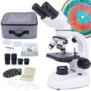 maxlapter compound binocular microscope, 40x-1000x binocular microscope with microscope slides, phone adapter, storage bag, microscope for adults kids students homeschool education/hobbyist use