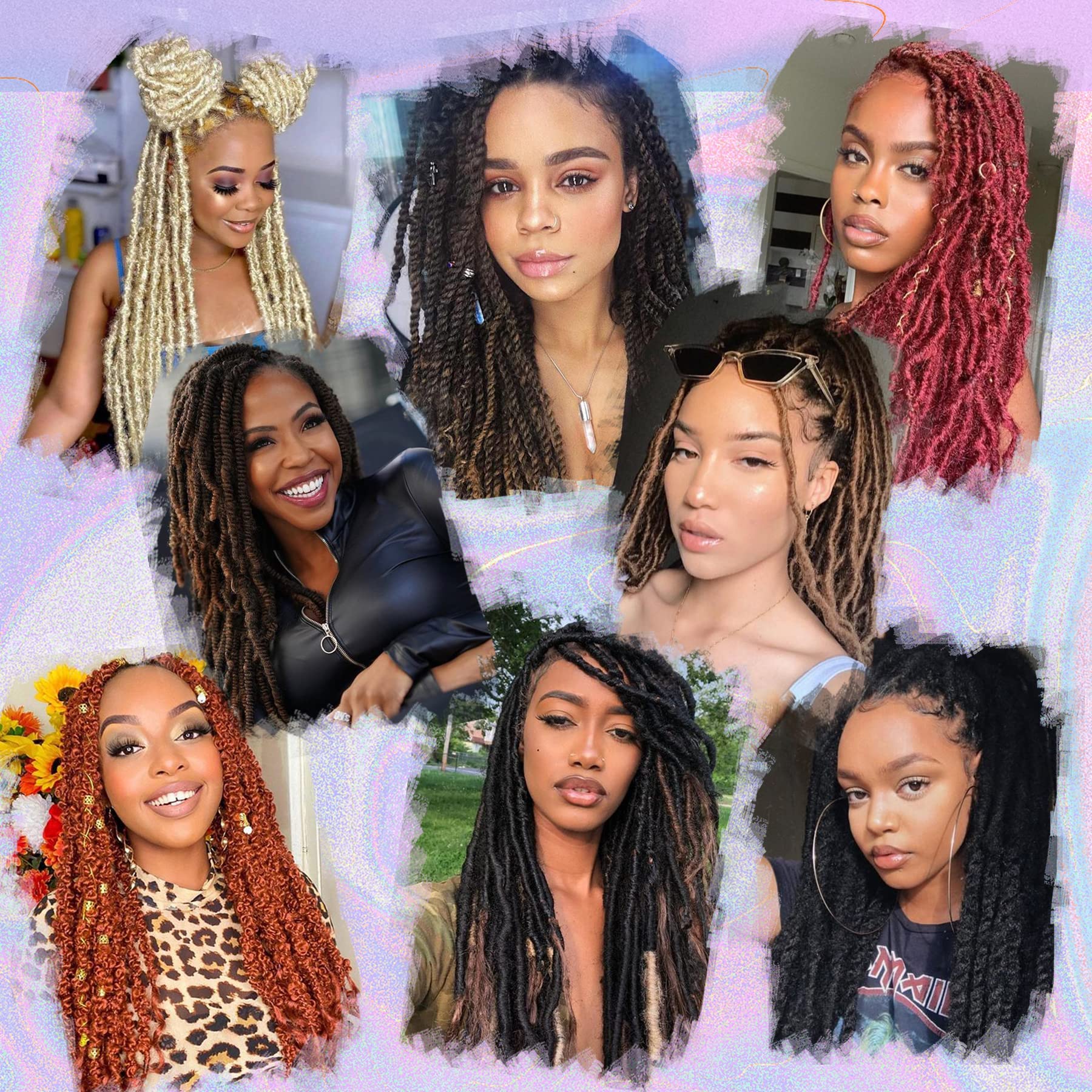 Springy Afro Twist Hair 8 Packs Marley Twist Braiding Hair Pre Separated Spring Twist Hair for Faux Locs Crochet Hair Kinky Twist for Braiding Synthetic Hair Extensions (1b#, 24inch(Pack of 8))