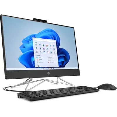 HP 2022 22'' All-in-One AIO FHD IPS Desktop Dual-Core AMD Athlon Silver 3150U 8GB DDR4 RAM 256GB M.2 NVMe SSD HDMI RJ45 WiFi AC BT Webcam Speaker DVD Black Windows 10 Pro w/RE Accessories