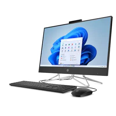 HP 2022 22'' All-in-One AIO FHD IPS Desktop Dual-Core AMD Athlon Silver 3150U 8GB DDR4 RAM 256GB M.2 NVMe SSD HDMI RJ45 WiFi AC BT Webcam Speaker DVD Black Windows 10 Pro w/RE Accessories