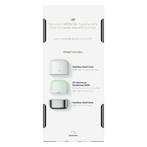 Dove Refillable Deodorant Starter Kit Deodorant For Women Cucumber & Green Tea 0% Aluminum 1.13 oz