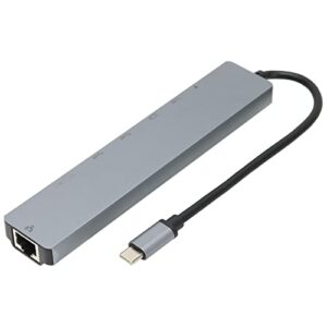 usb c dock, durable in use type c adapter widely compatible type c to rj45 usb3.0 usb c hd multimedia interface 8 in 1 multifunctional for desktop for laptop