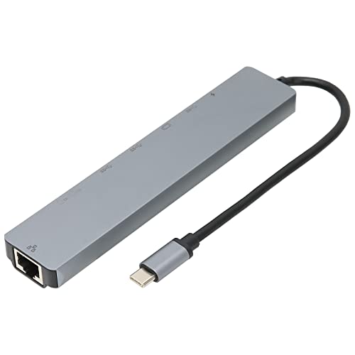 USB C Dock, Durable in Use Type C Adapter Widely Compatible Type C to RJ45 USB3.0 USB C HD Multimedia Interface 8 in 1 Multifunctional for Desktop for Laptop