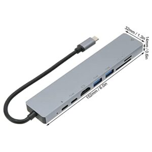 USB C Dock, Durable in Use Type C Adapter Widely Compatible Type C to RJ45 USB3.0 USB C HD Multimedia Interface 8 in 1 Multifunctional for Desktop for Laptop